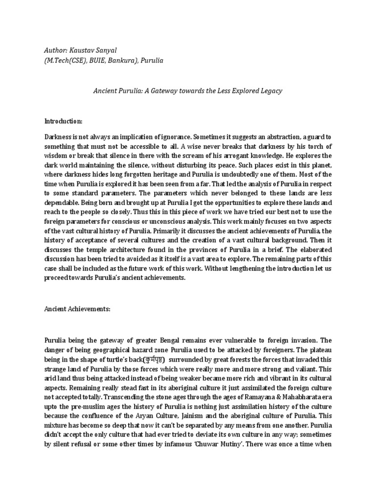 Ancient Purulia | PDF | Temple | Puranas