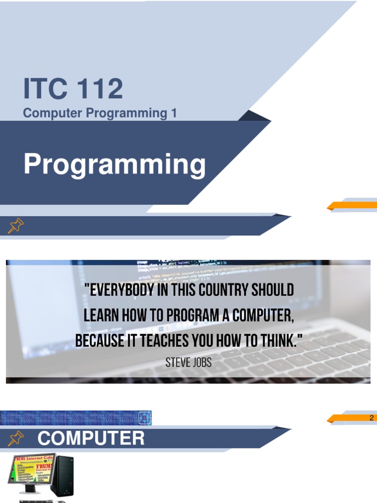 ITC 112 Computer Programming 1 | PDF | Computer Program | Programming