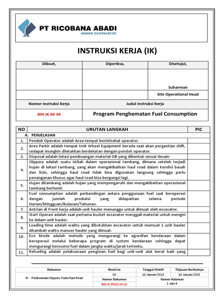 Instruksi Kerja | PDF