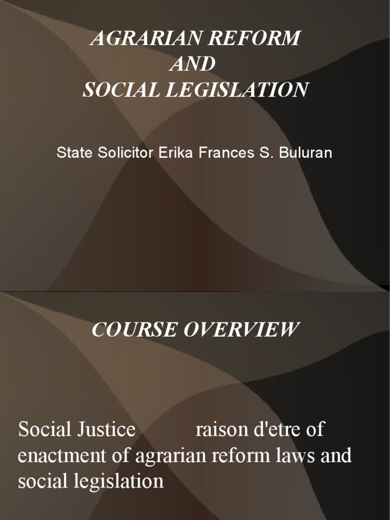 Agrarian Reform and Social Justice Laws | PDF | Real Property ...