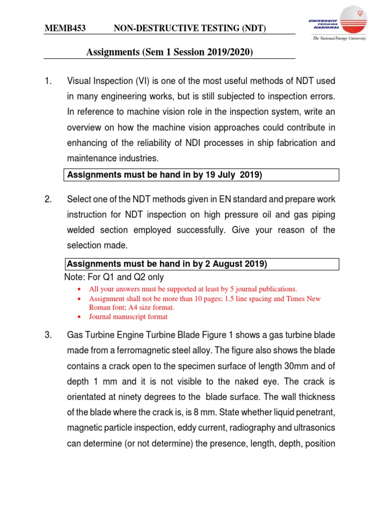 MEMB453-Assignments Section 2 | PDF | Nondestructive Testing | Applied ...