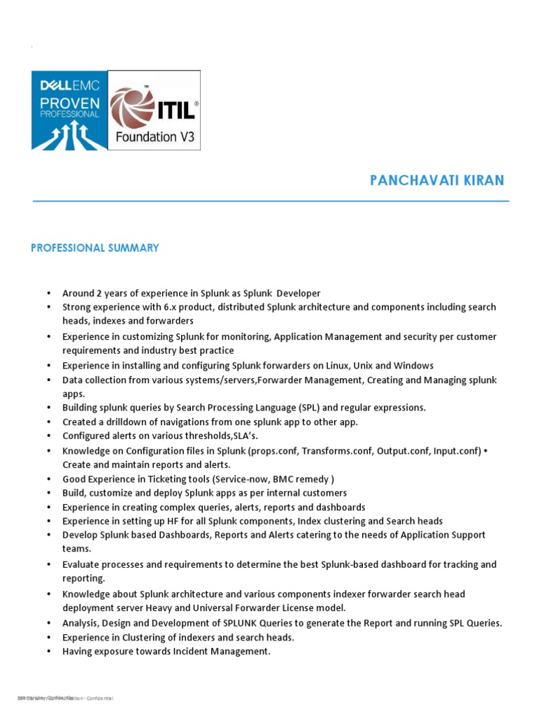 Splunk Kiran Resume 1 | Download Free PDF | Mobile App | Server (Computing)