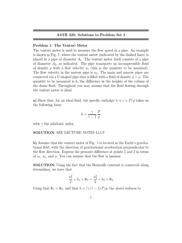 Astro320 Problem Set3 Solutions | Download Free PDF | Fluid Dynamics | Lift (Force)