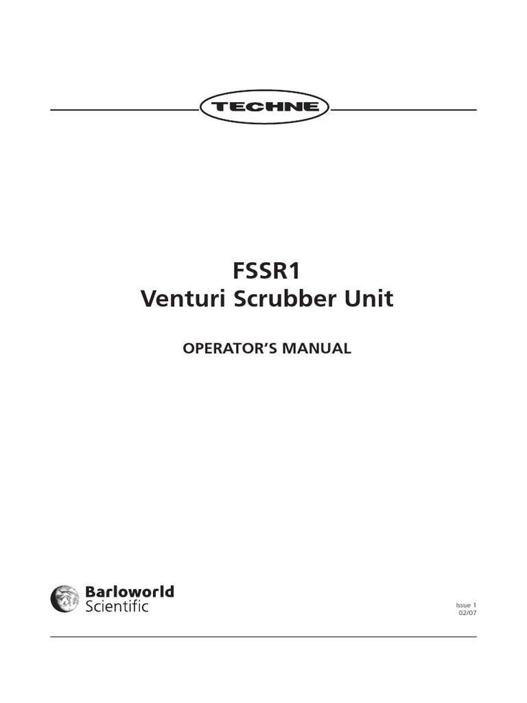 Venturi Scrubber Unit. Operator's Manual (Ecom) (Techne 02-2007) (41s) PDF | PDF