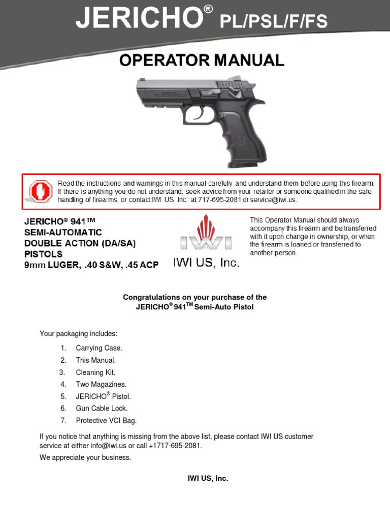 JERICHO Manual 08 011 08 15 00 PDF | PDF | Trigger (Firearms ...
