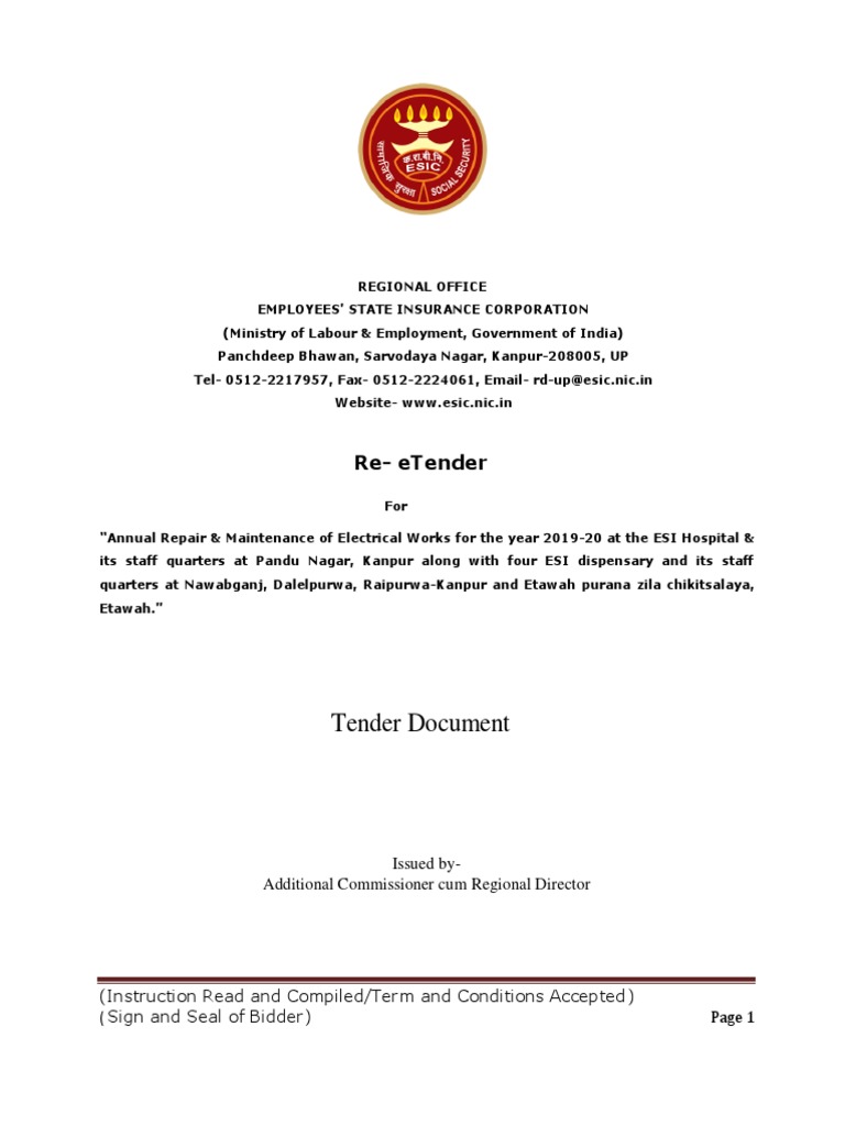 Tender Document: Re-Etender | PDF | Employment | Damages