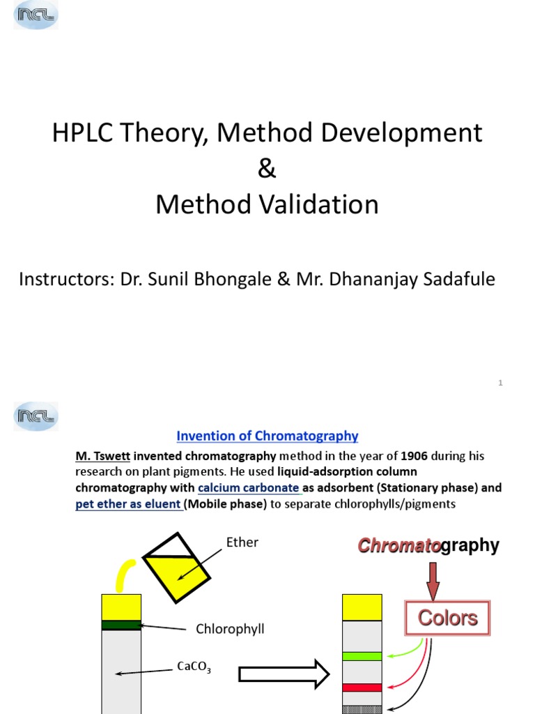 HPLC Theory, Method Development & Method Validation: Instructors: Dr ...