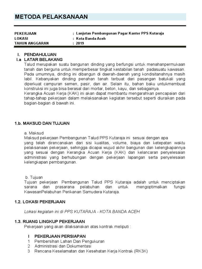 Metode Pelaksanaan Pekerjaan Pagar | PDF