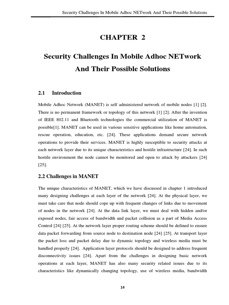 Security Challenges in Mobile Adhoc Network and Their Possible ...