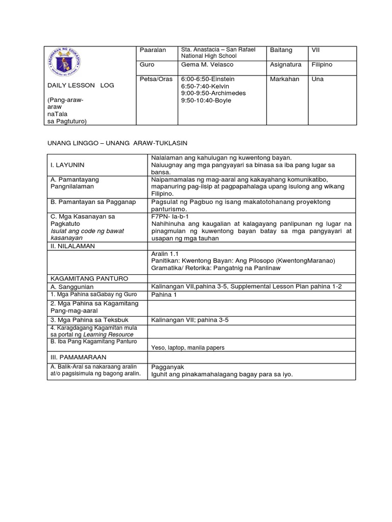 g7 Filipino DLL Format 1.1 | PDF