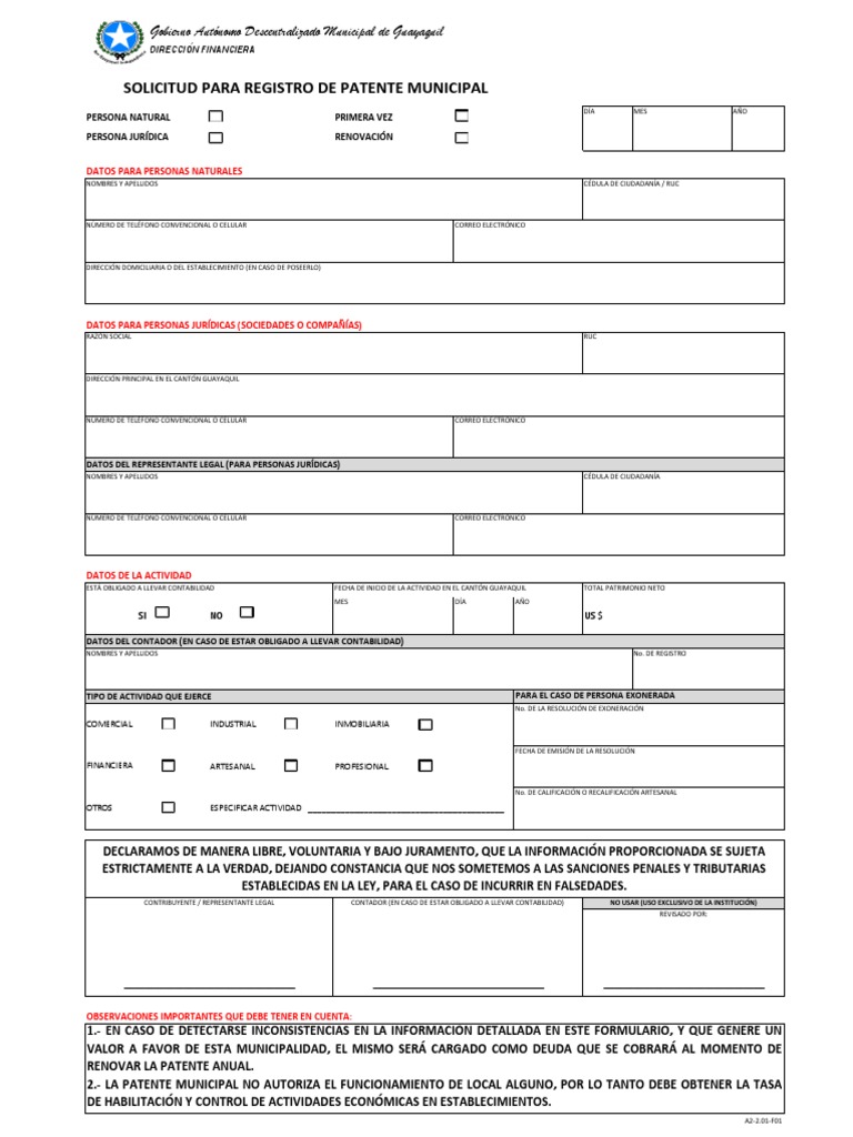 Formulario Patente | PDF | Contabilidad | Patentar