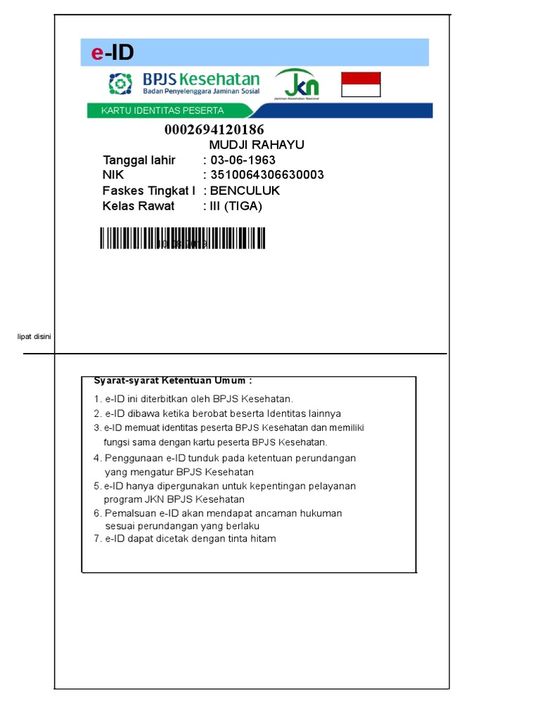 Contoh Kartu BPJS | PDF