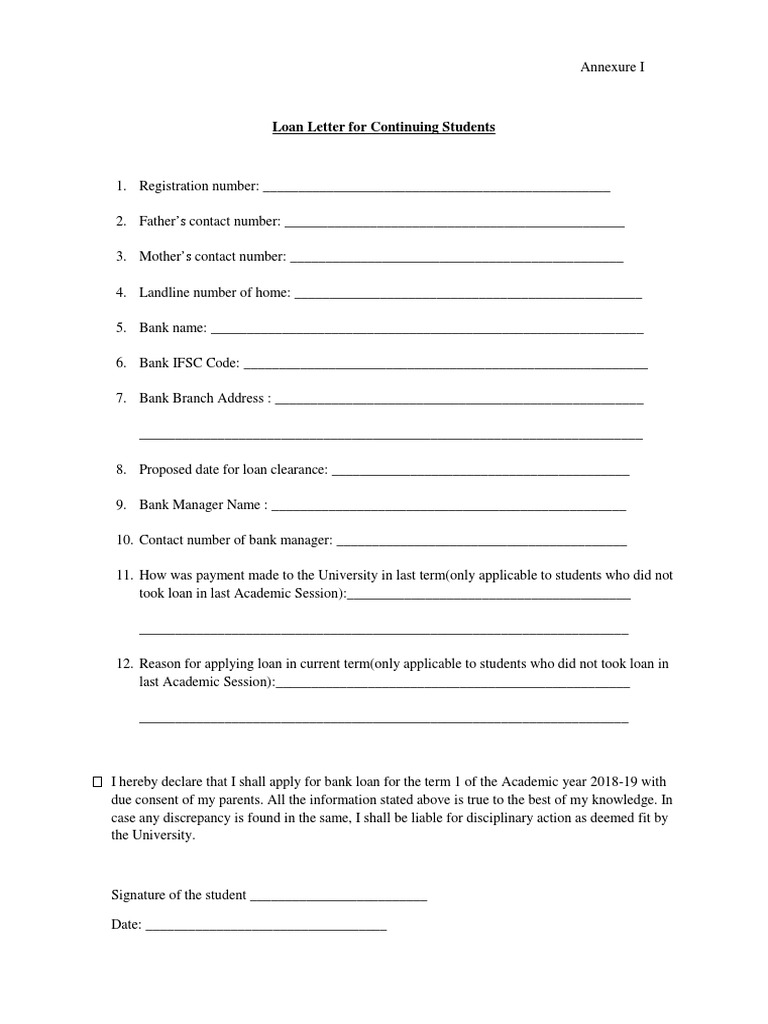 Education Loan Letter For Continuing Students | PDF | Loans | Financial ...