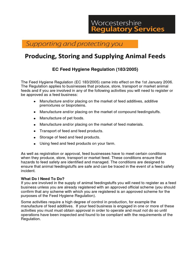 Animal Feed Hygiene Regulation Guide | PDF | Animal Feed | Hygiene