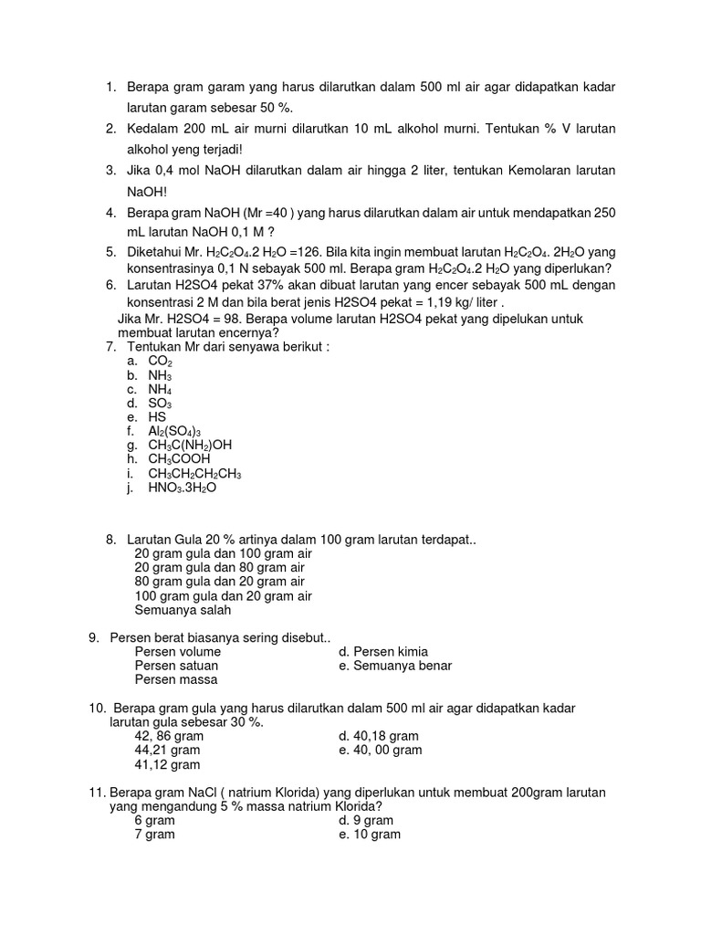 Soal Kimia Dasar | PDF