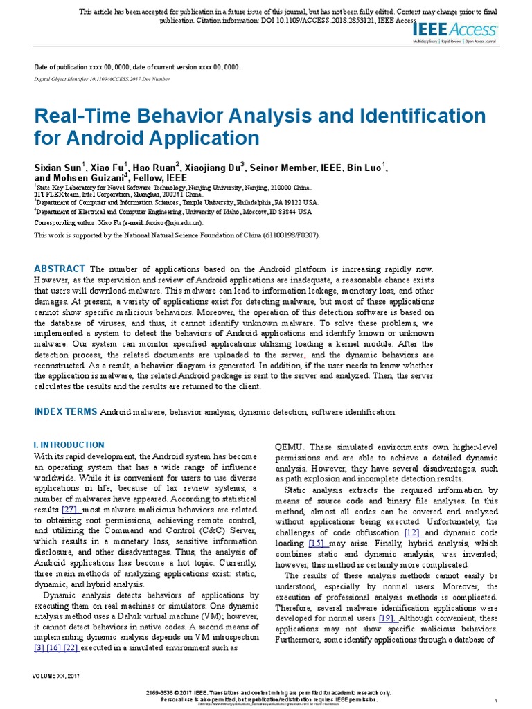 Real-Time Behavior Analysis and Identification For Android Application | Download Free PDF ...