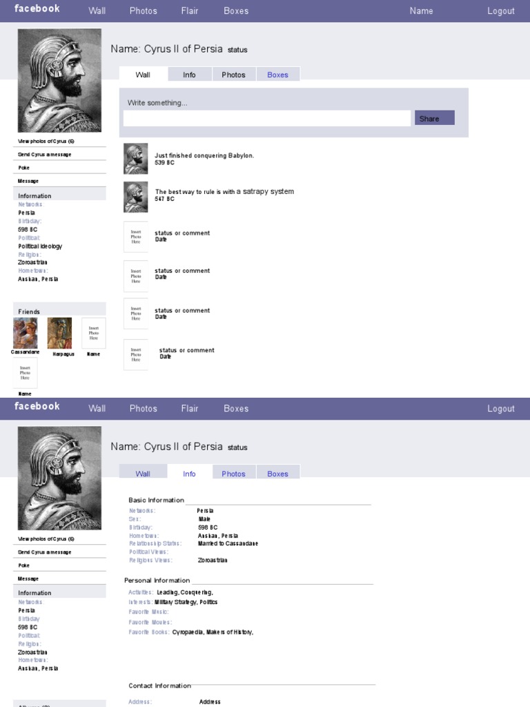 Historical Facebook Profile | PDF | Cyrus The Great | Europe Travel