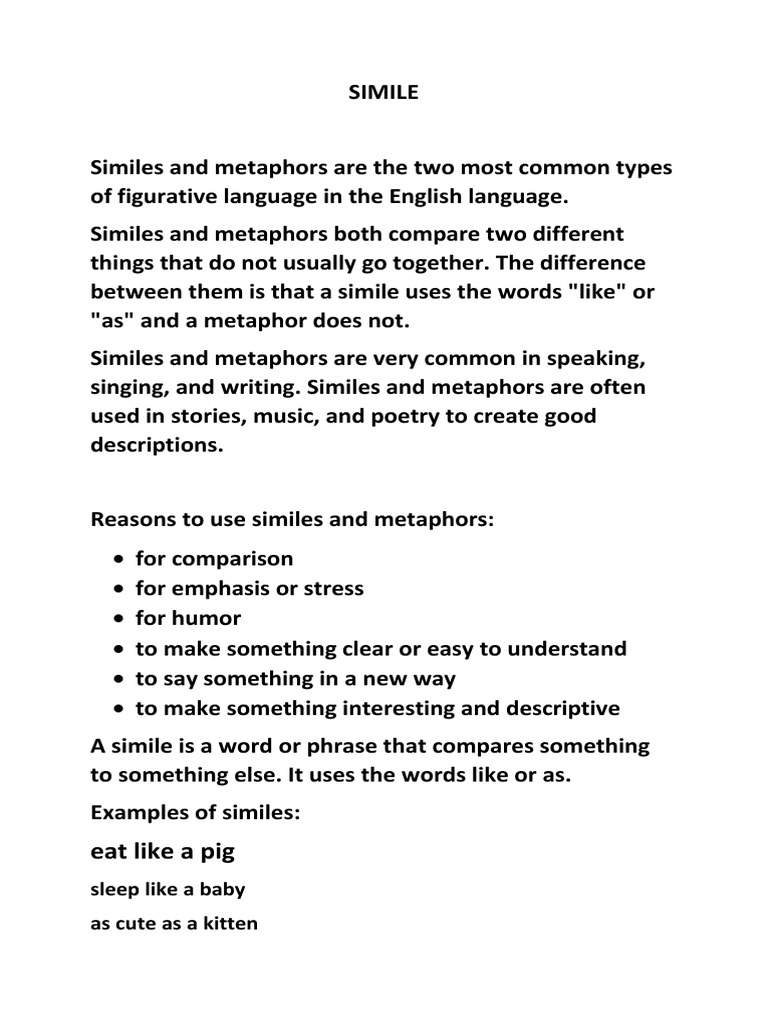 Simile And Metaphor Poems