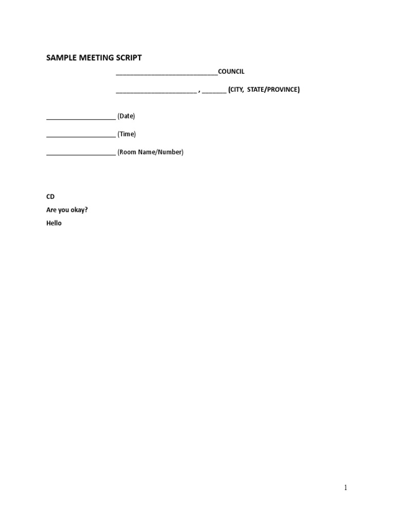 Council Meeting Script Template | PDF | Foreign Language Studies