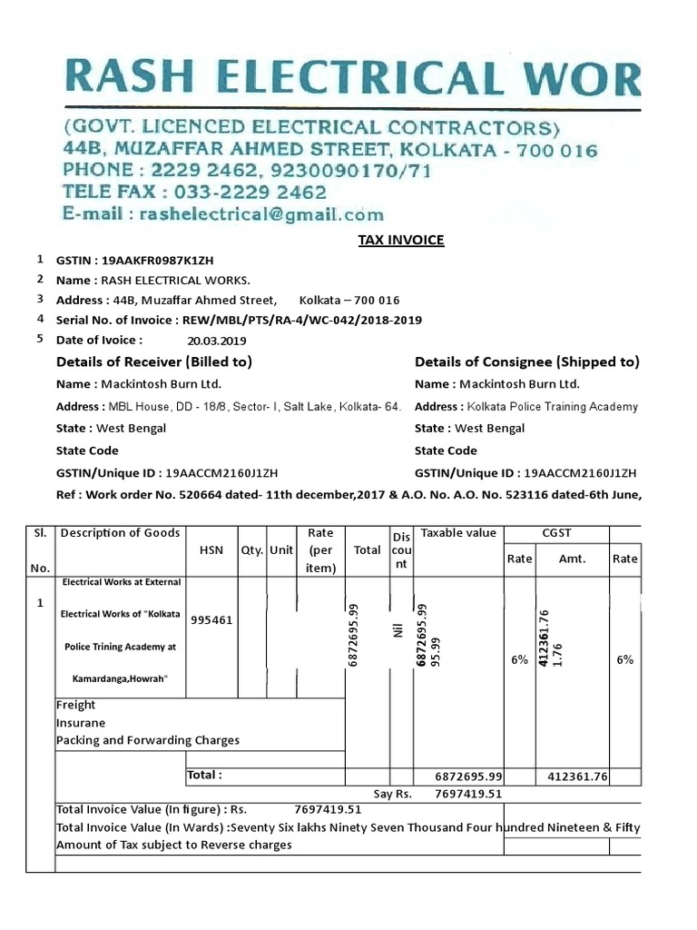 Final Bill Substation Kamardanga.25.7.19 | PDF | Transformer | Diesel ...