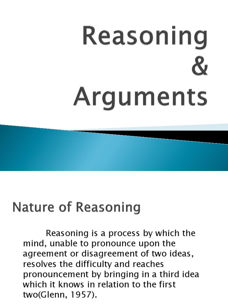 Reasoning and Arguments | PDF | Argument | Logical Consequence