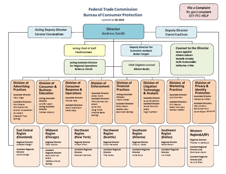 Bureau of Consumer Protection Org Chart 1-30-19 | PDF | Justice | Crime ...