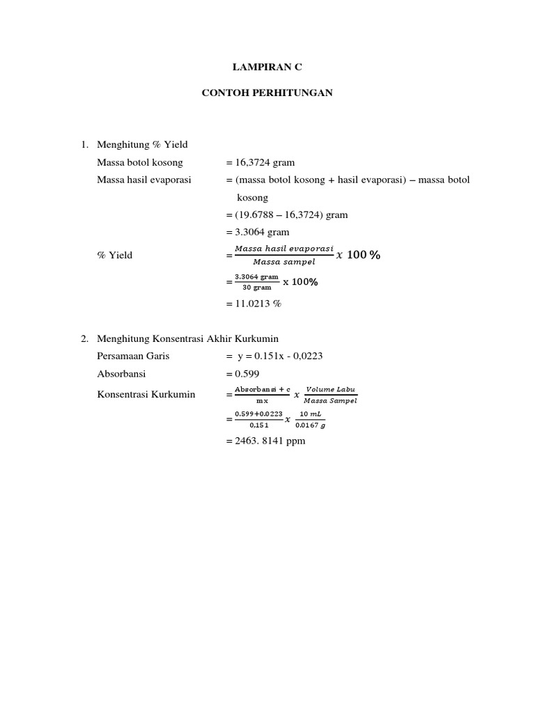 Lampiran C Contoh Perhitungan: 3.3064 Gram 30 Gram | PDF