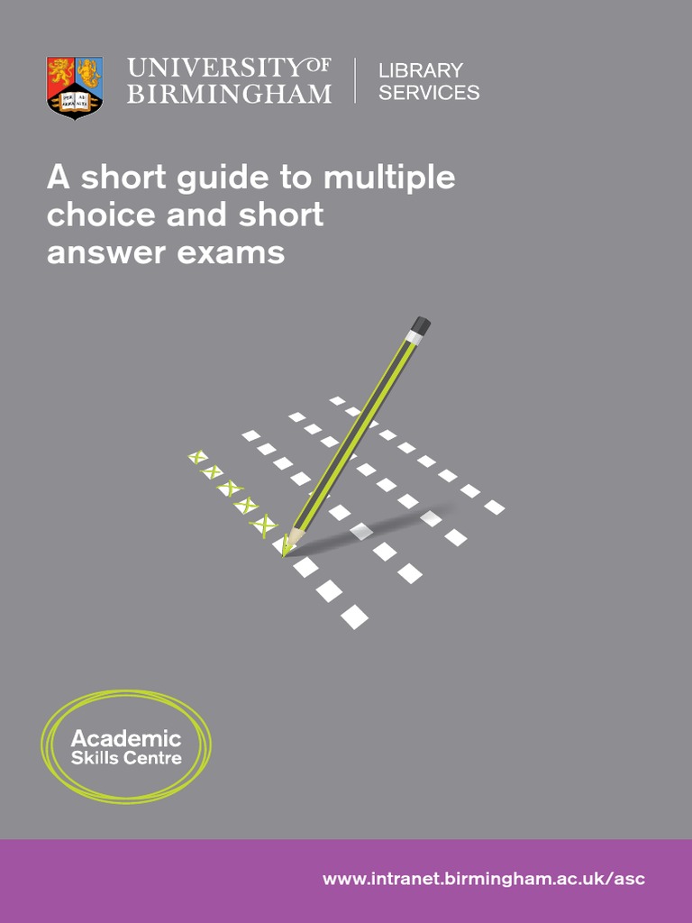 A Short Guide To Multiple Choice and Short Answer Exams: WWW - Intranet ...