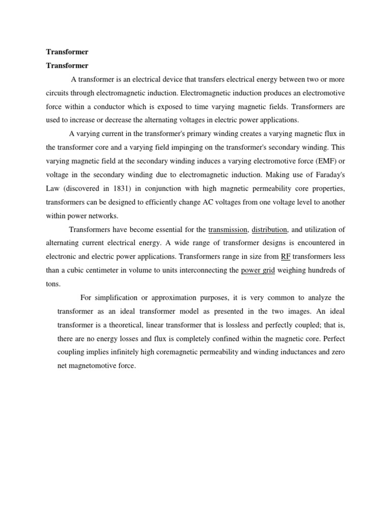 Transformer Transformer | PDF | Transformer | Electromagnetic Induction
