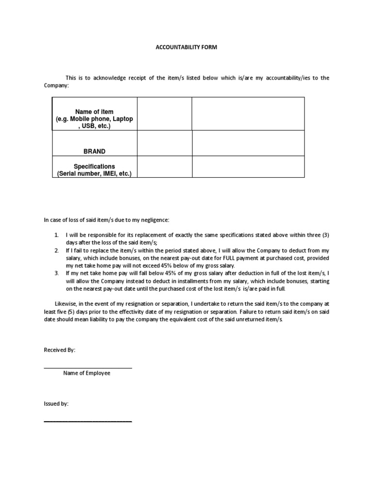 ACCOUNTABILITY FORM - Rev2 | PDF | Salary | Government Finances