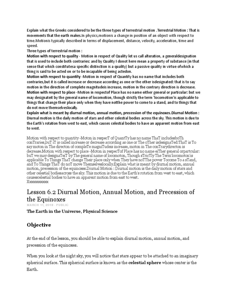 Explain What The Greeks Considered To Be The Three Types of Terrestrial ...