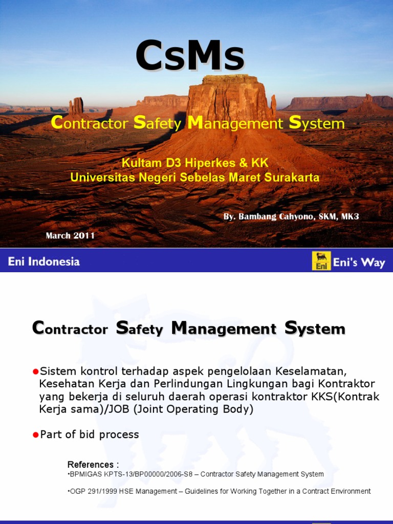 Contractor Safety Management System Guide | PDF | Drilling Rig | Oil Well