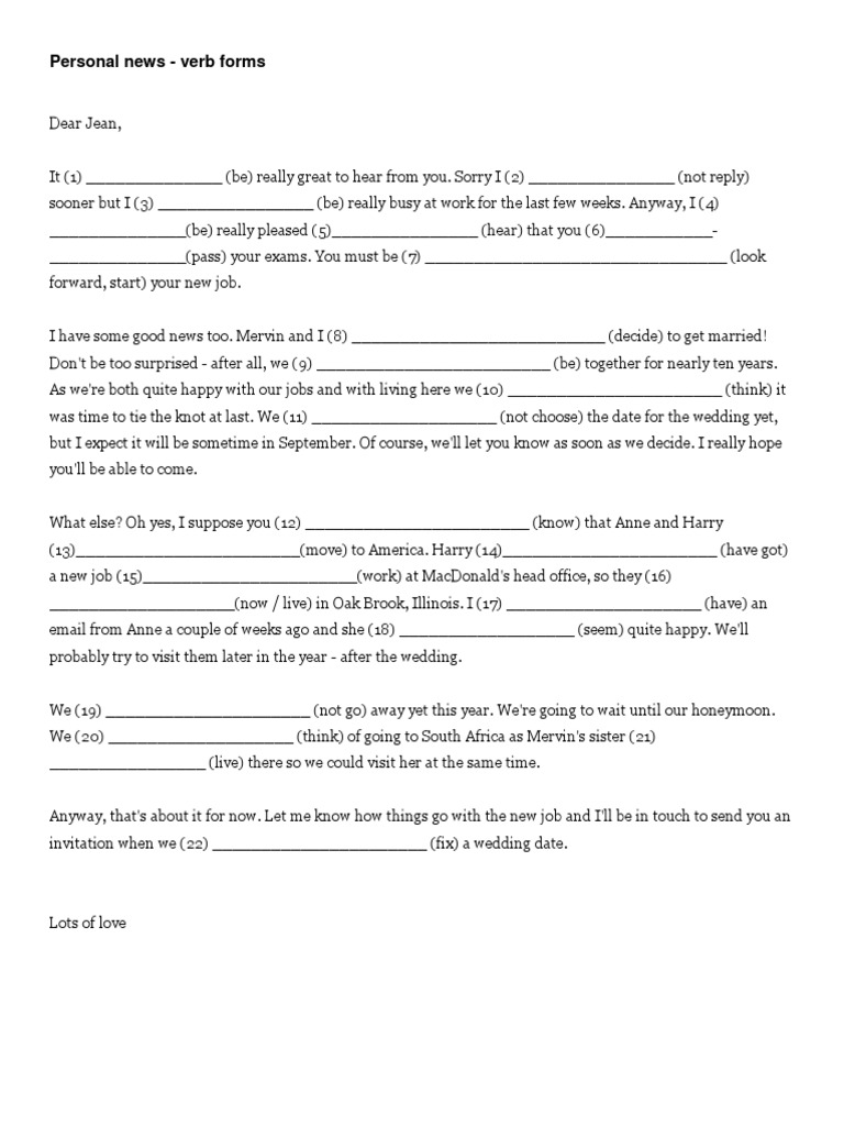 Day 3 Personal News Letter Tenses Exercise | PDF