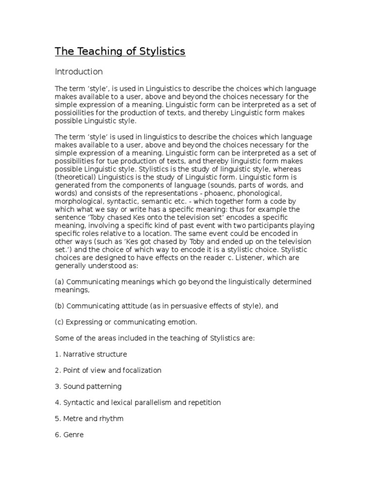 14 The Teaching of Stylistics | PDF | Linguistics | Semantics