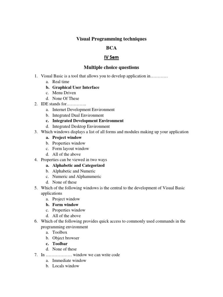 IV Sem - Visual Programming Techniques | PDF | Control Flow | Databases