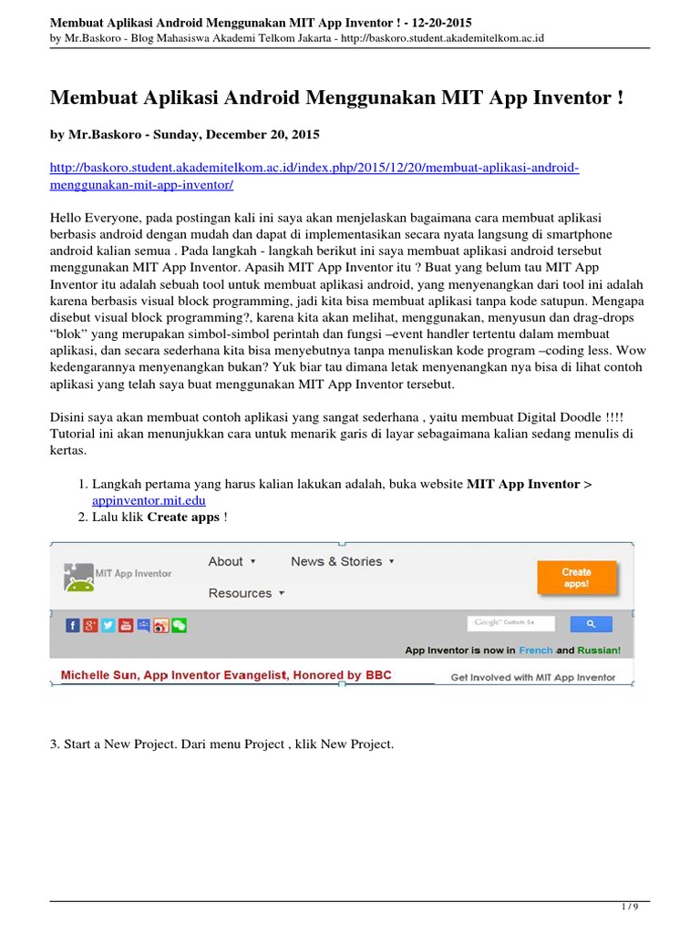 Membuat Aplikasi Android Menggunakan Mit App Inventor PDF | PDF | Komputer