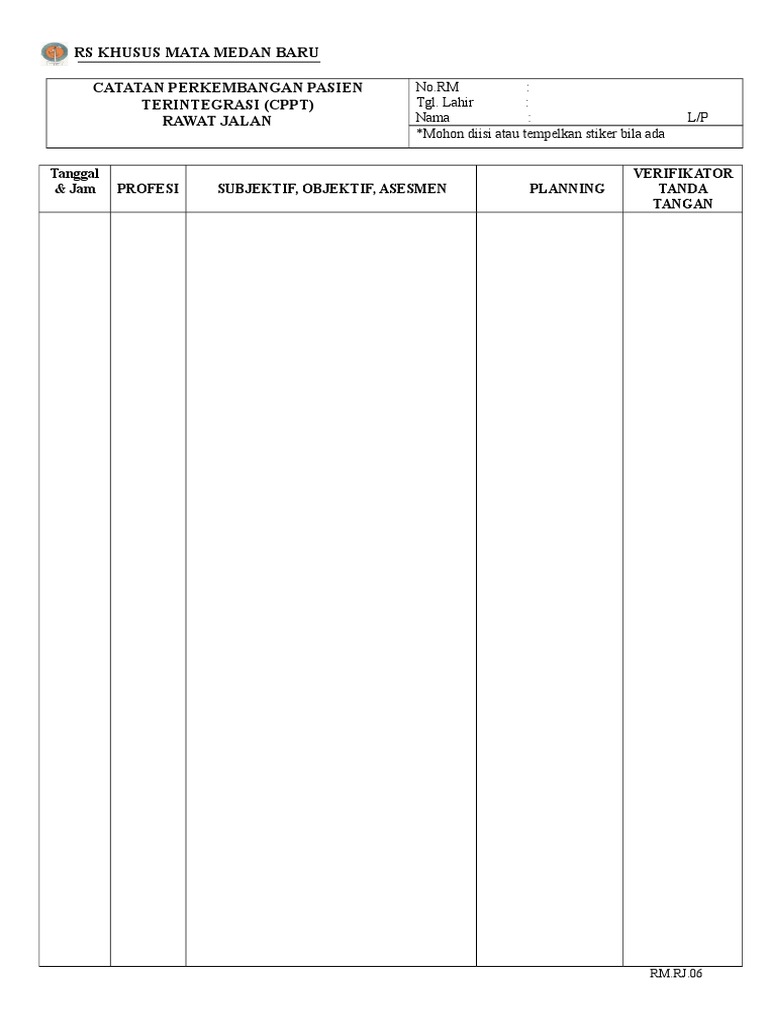CPPT Rawat Inap (Formulir) (Contoh) PDF, 40% OFF
