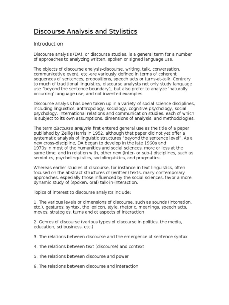 16 Discourse Analysis and Stylistics | PDF | Human Communication ...