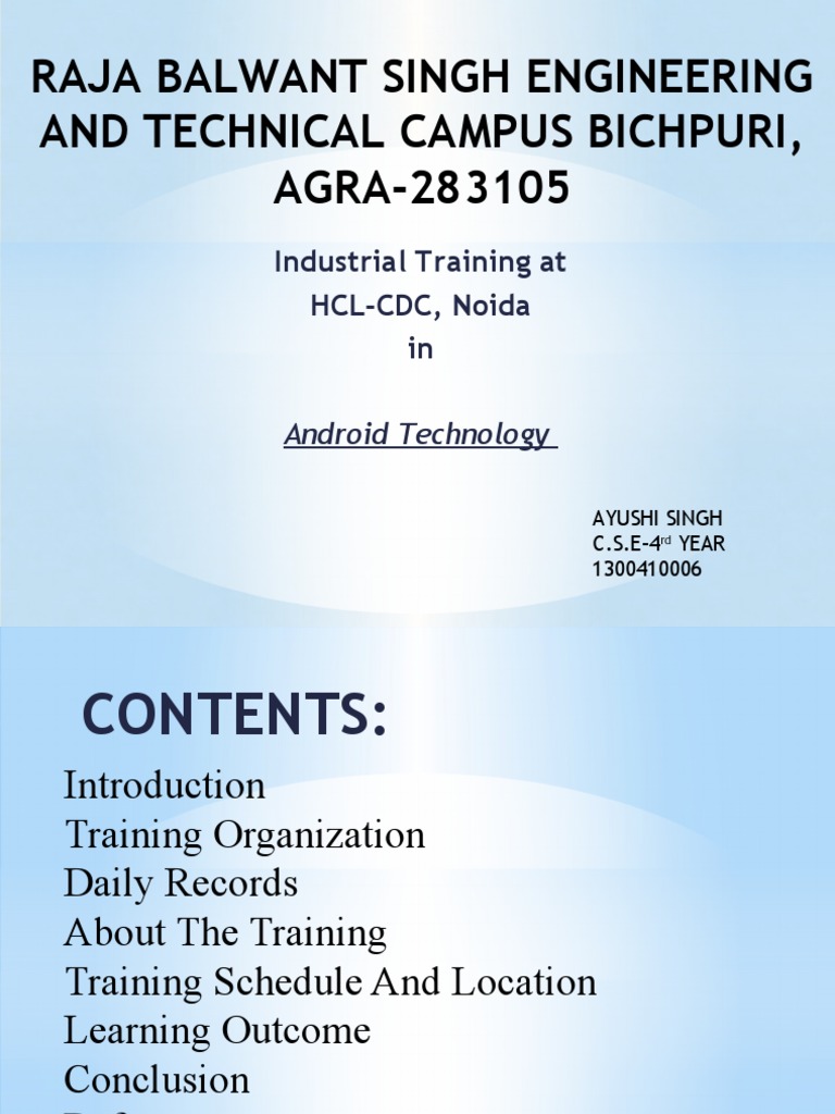Raja Balwant Singh Engineering and Technical Campus Bichpuri, AGRA-283105 | PDF | Android ...