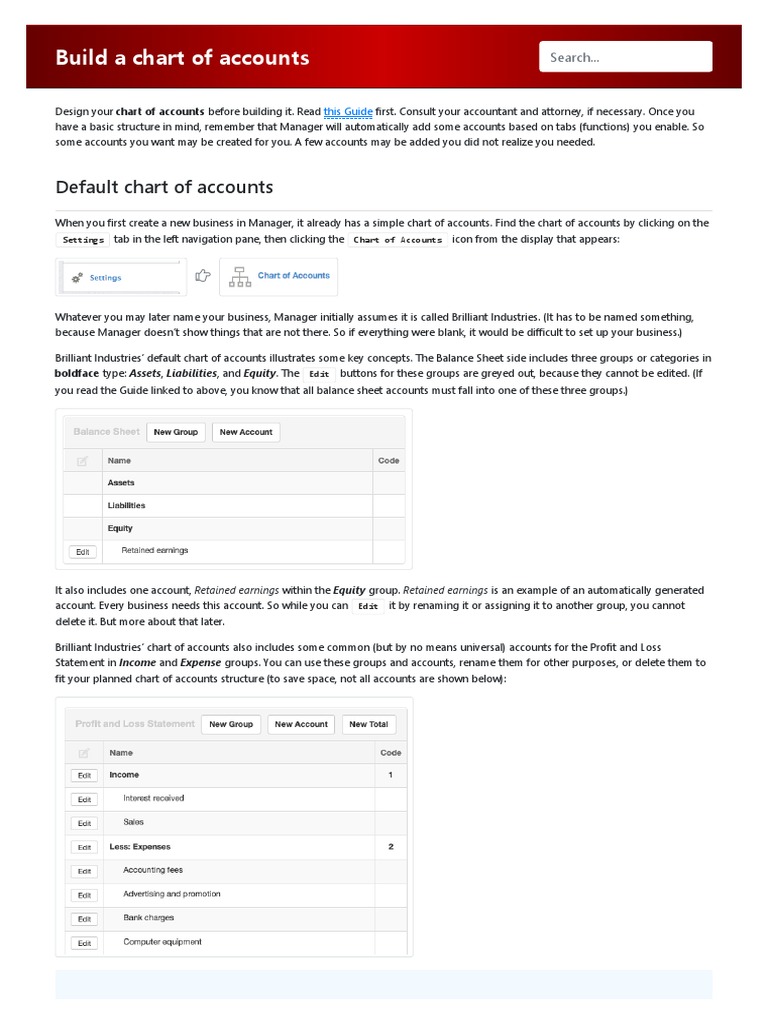 2.build A Chart of Accounts - Manager | PDF | Balance Sheet | Net Income
