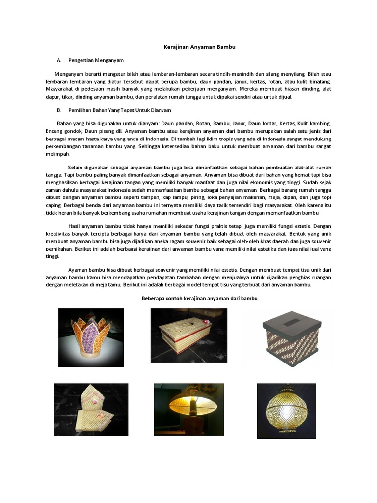 Modul TKB Kerajinan Ayaman Bambu | PDF | Griya & Taman