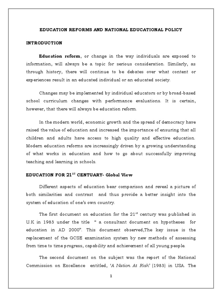 Educational Reforms | PDF | Vocational Education | Schools