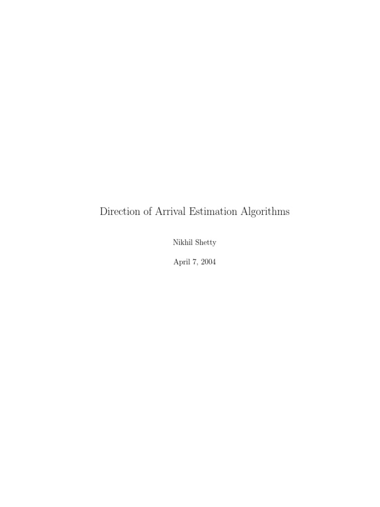 Direction Of Arrival Estimation Algorithms Pdf Eigenvalues And Eigenvectors Matrix
