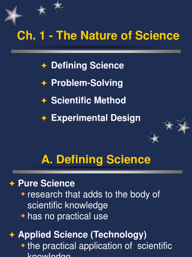 Ch. 1 - The Nature of Science: Defining Science Problem-Solving ...