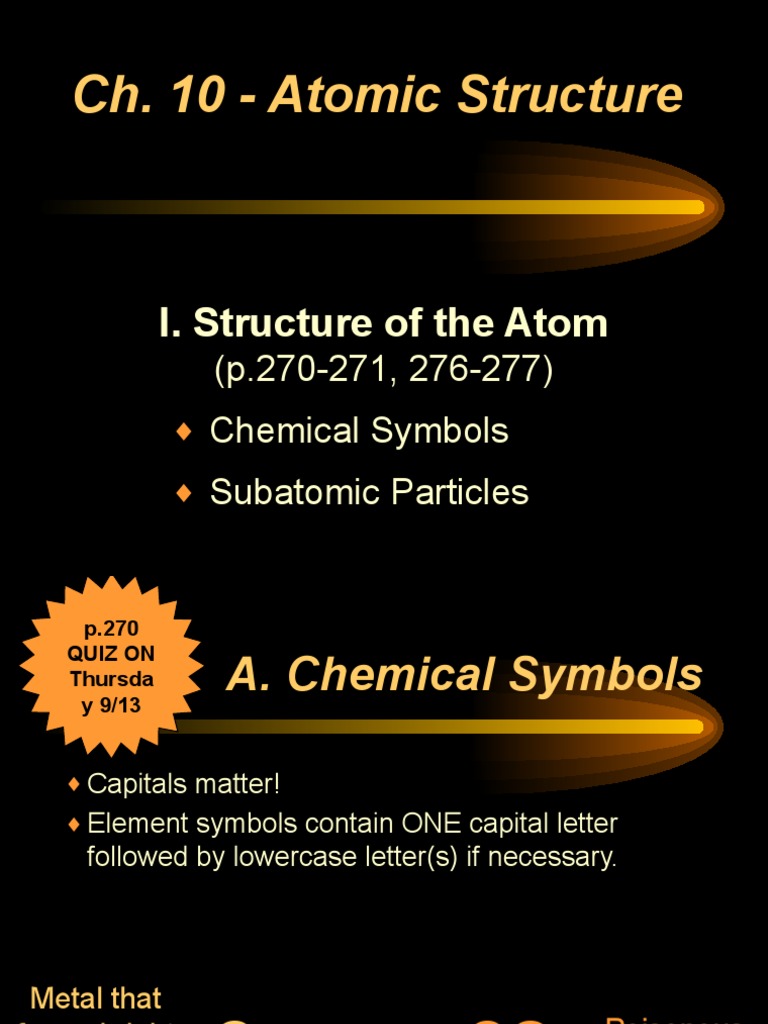 Ch. 10 - Atomic Structure: I. Structure of The Atom | PDF | Atoms ...