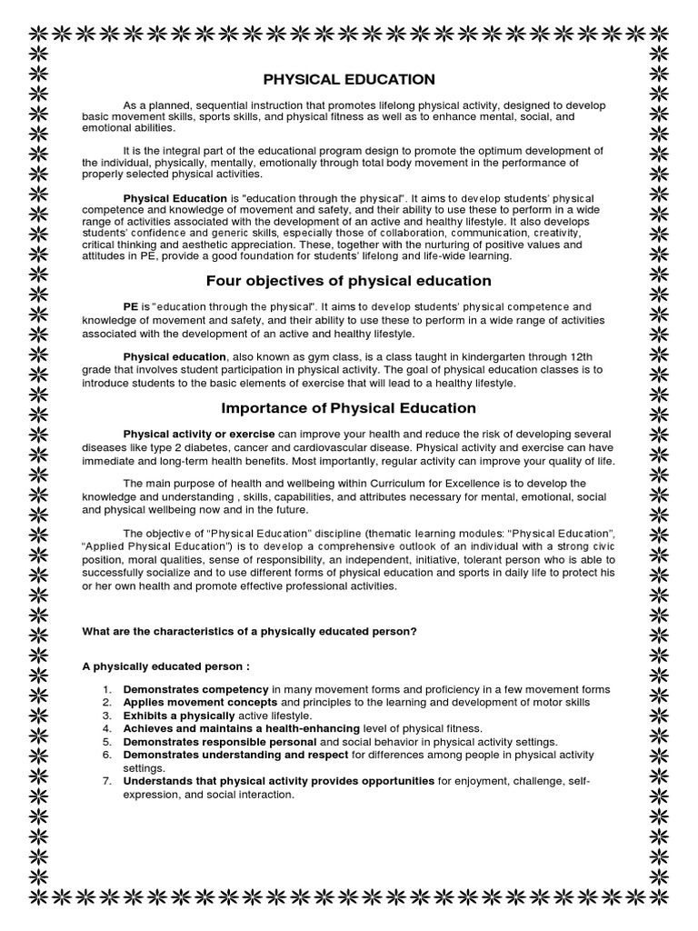 Physical Education | PDF | Physical Fitness | Physical Education