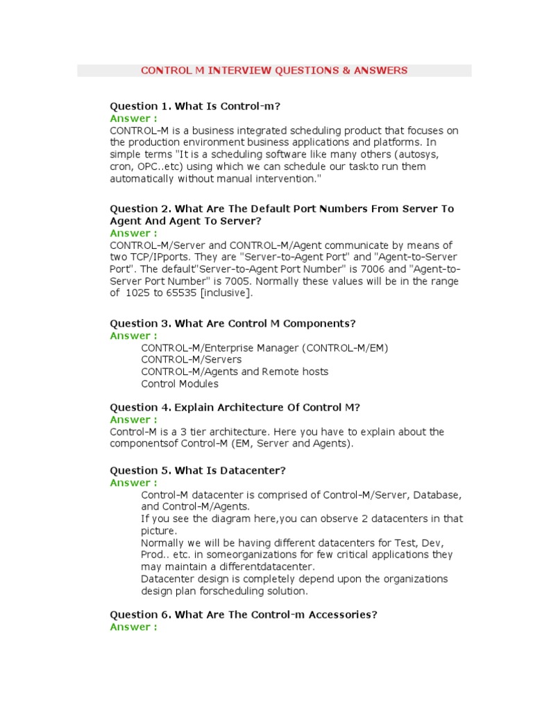 Control M Interview Questions PDF | PDF | Port (Computer Networking ...
