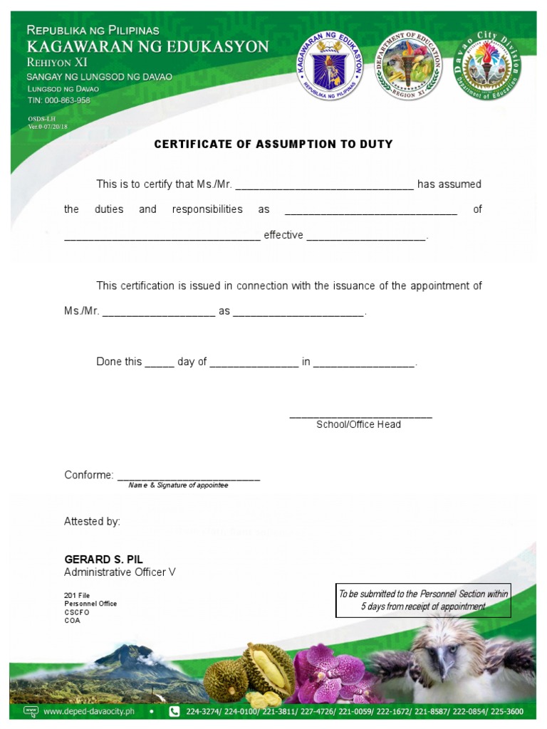 Certificate of Assumption | PDF