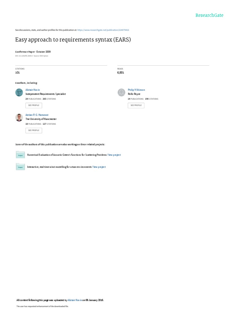 Easy Approach To Requirements Syntax (EARS) : October 2009 | PDF ...