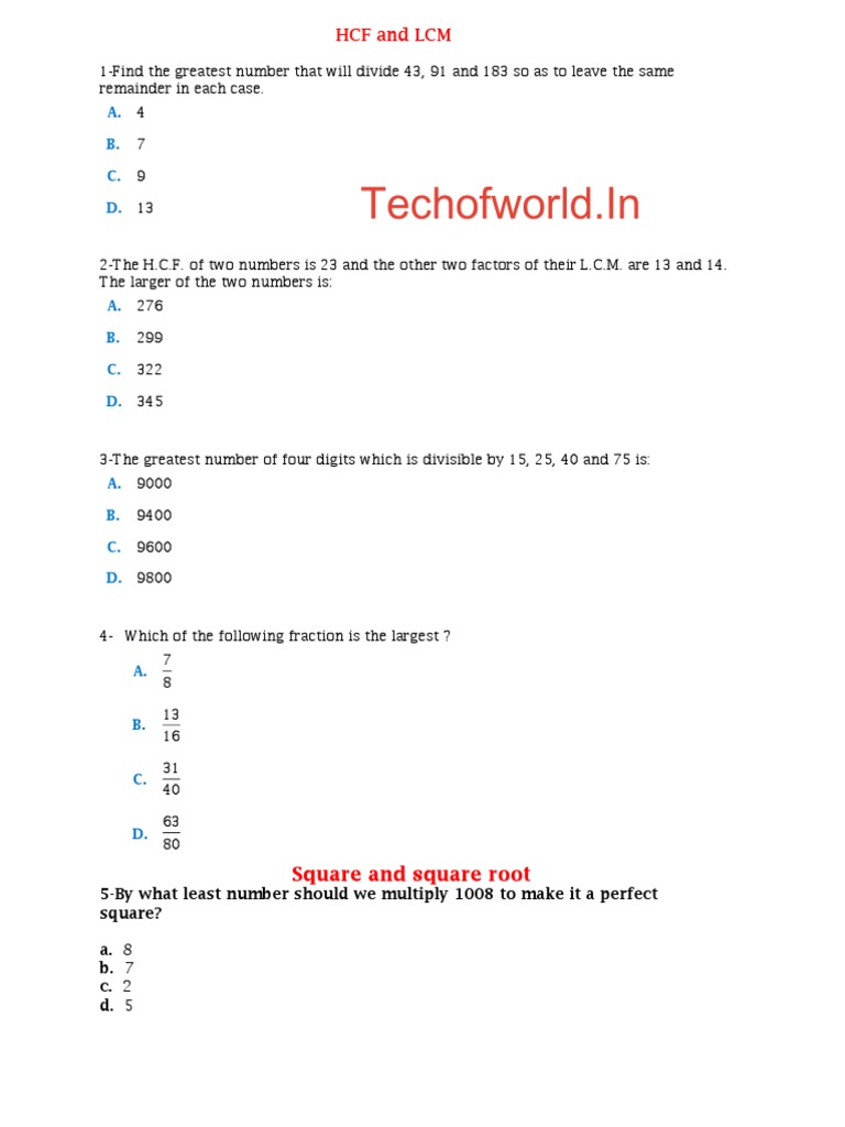 28 Math Question For CT B.Ed Exam 2019 P 19 CT Exam Math Questions PDF ...